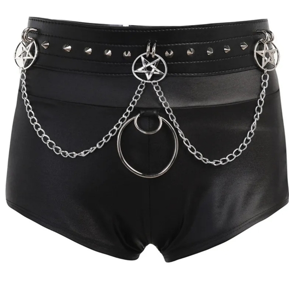 Shorts | Goth Shorts And Pentagram Pu Leather Belt | Poshmark